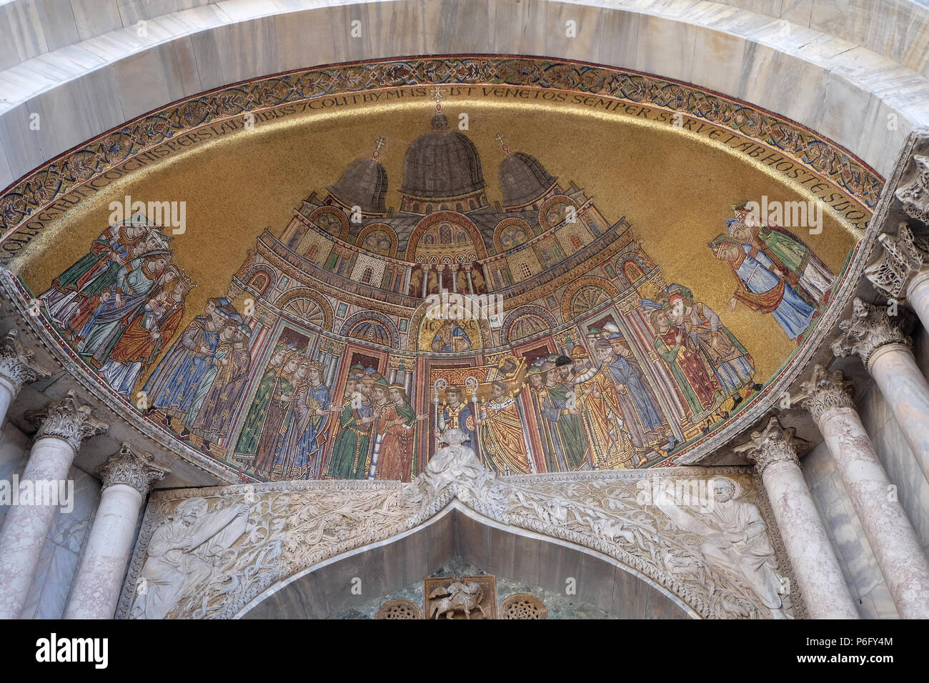 Translation of the body of Saint Mark, mosaic on the facade of St. Mark ...