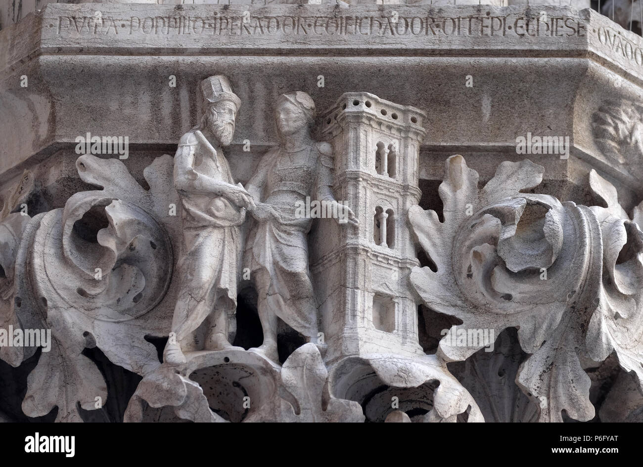 Medieval relief from Doge's Palace in Saint Mark Square, Venice, Italy ...