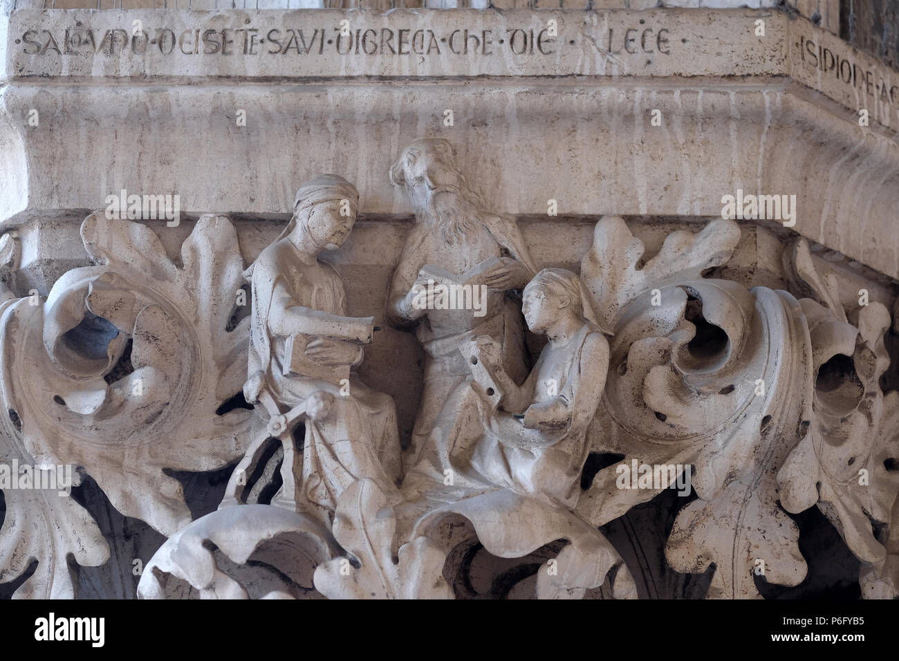 Medieval relief from Doge's Palace in Saint Mark Square, Venice, Italy ...