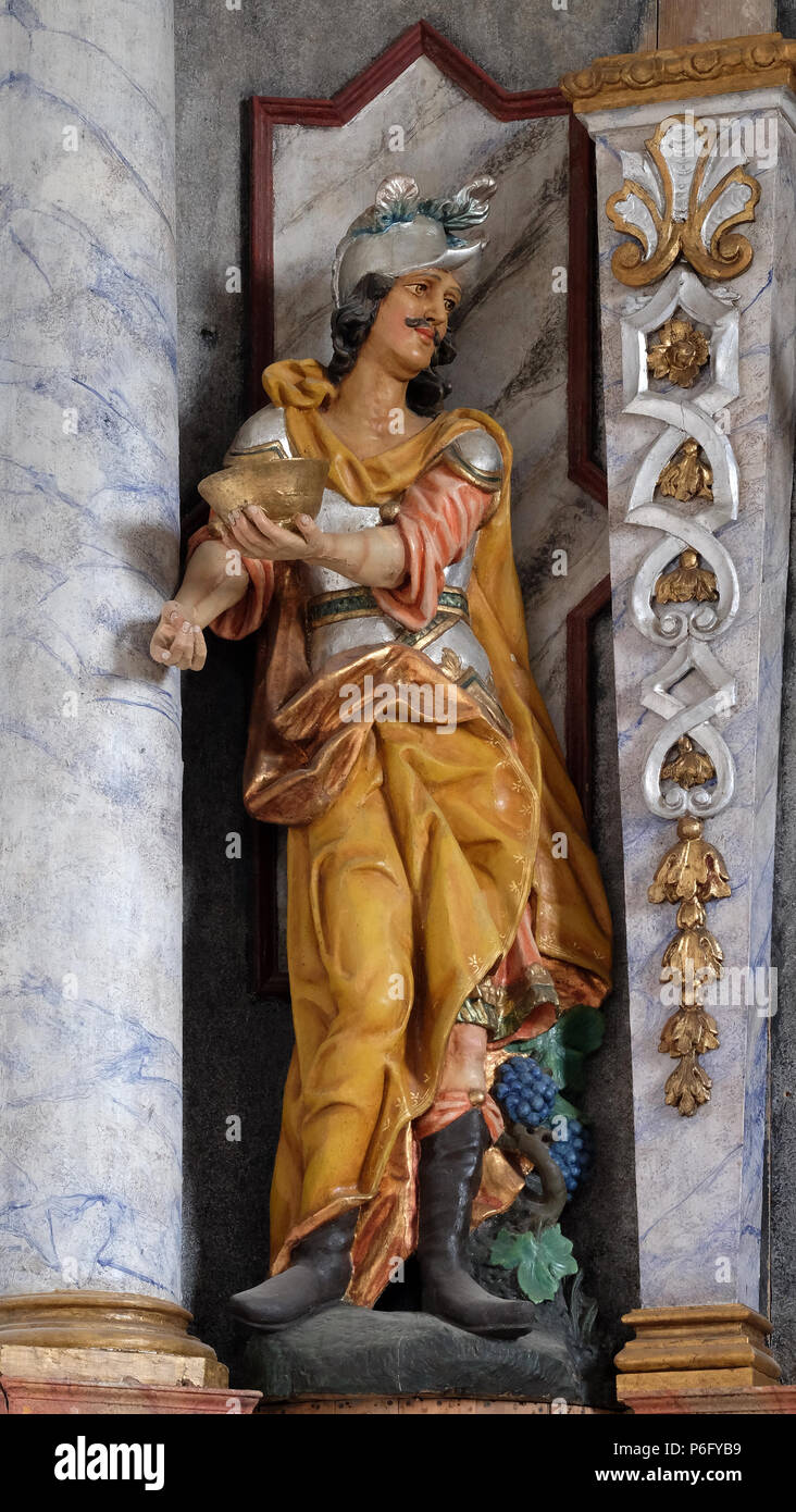Statue of Saint Donatus on the main altar in the Church of Assumption ...