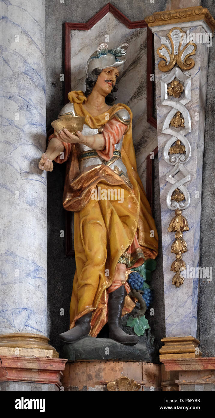 Statue of Saint Donatus on the main altar in the Church of Assumption ...