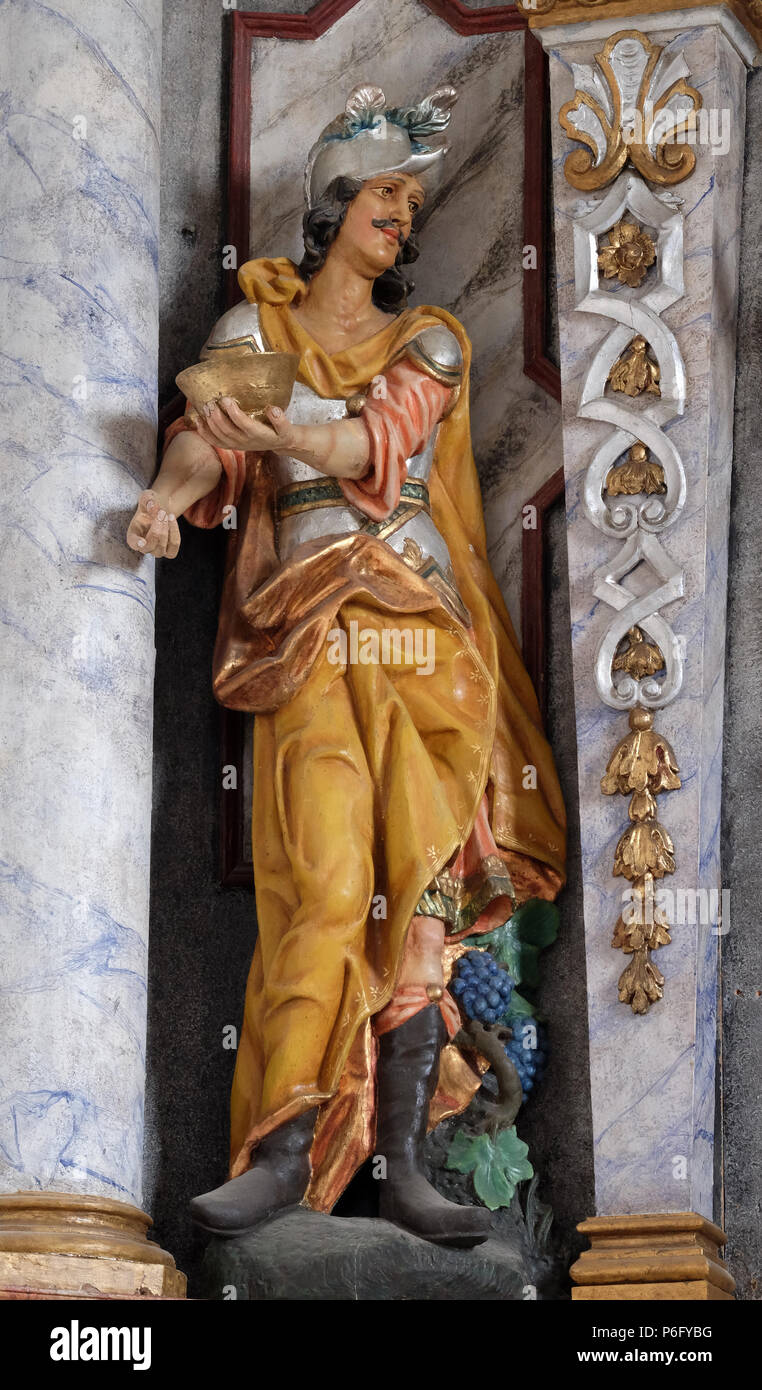 Statue of Saint Donatus on the main altar in the Church of Assumption ...