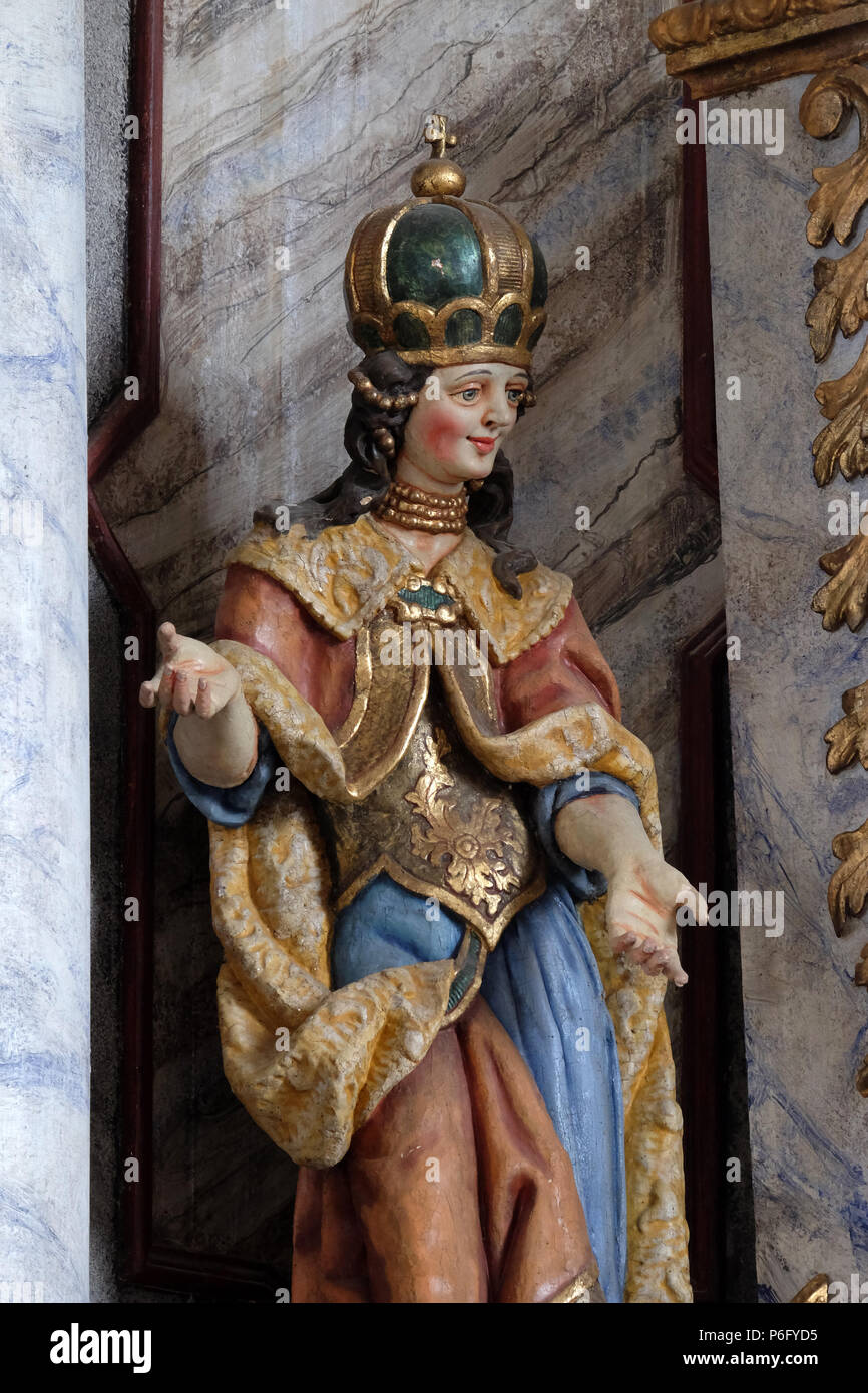 Statue of Saint Helena on the main altar in the Church of Assumption of ...