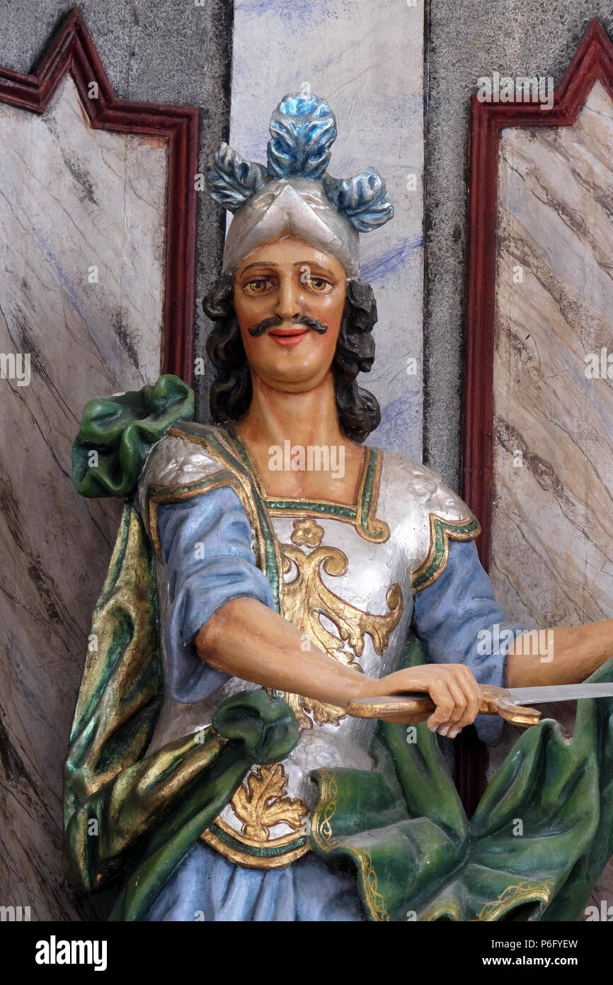 Statue of Saint Martin on the main altar in the Church of Assumption of ...