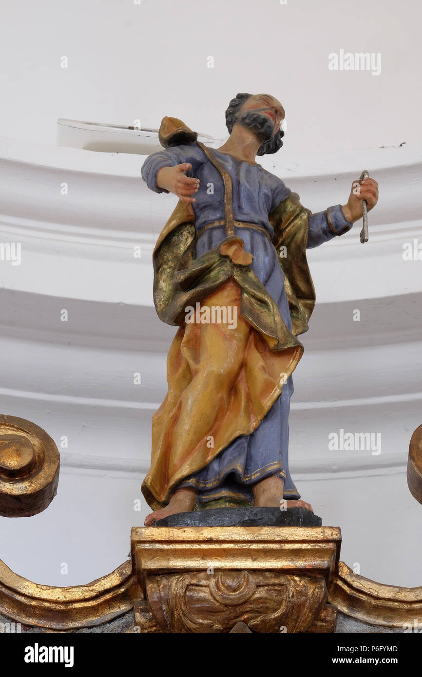 Statue of Saint Peter on the altar of Our Lady in the Church of ...