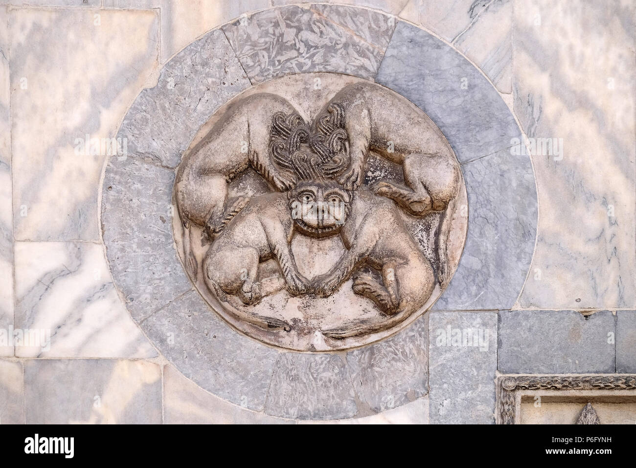 Byzantine mythical creature with four bodies sharing a single head ...
