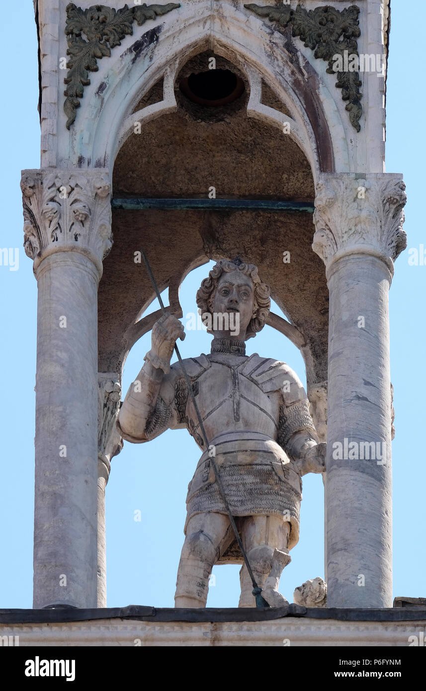 Saint George, marble statue, detail of the facade of the Saint Mark's ...