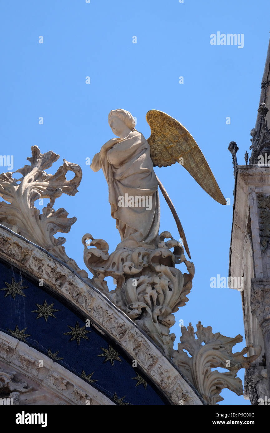Angel, detail of the facade of the Saint Mark's Basilica, St. Mark's ...