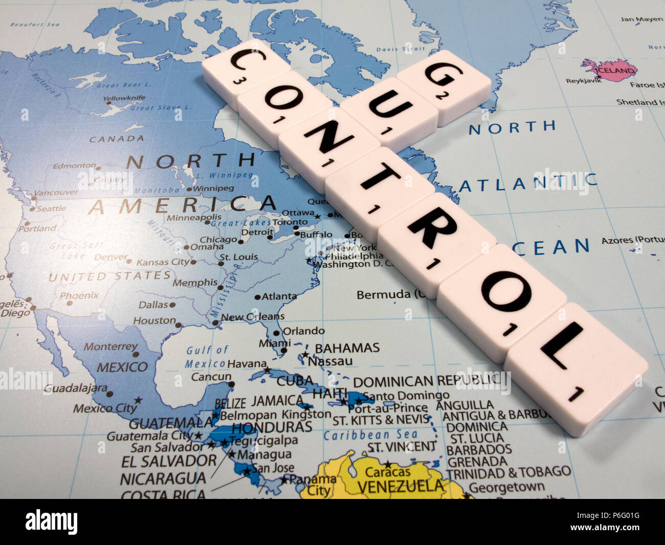 representation of gun control in the United States of America with USA ...