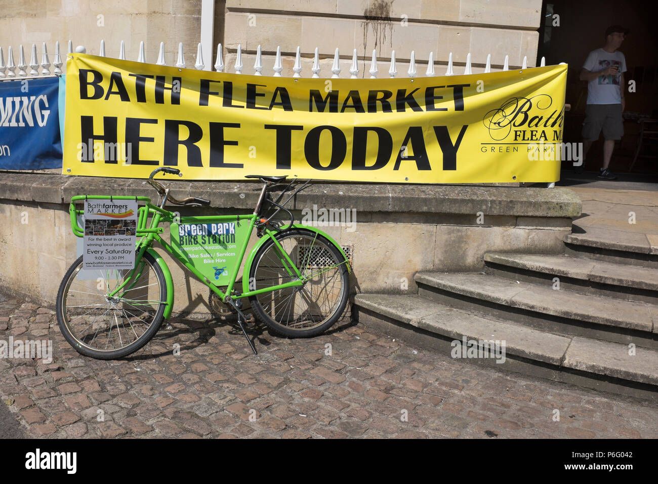 Flea Market Banner Green Street Station Bath Stock Photo - Alamy