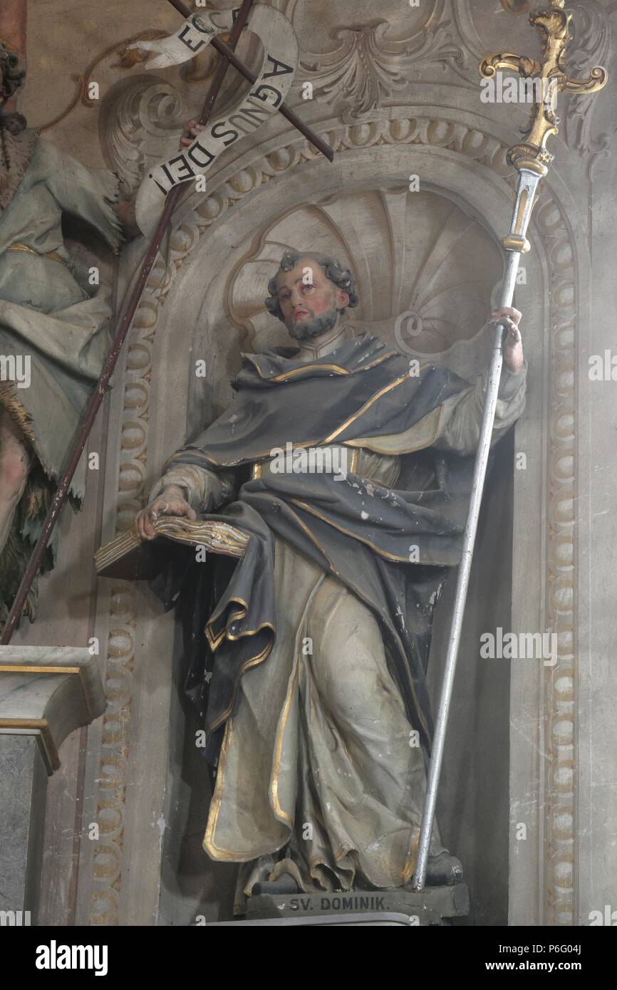 Saint Dominic, statue on the main altar in church of Assumption in ...