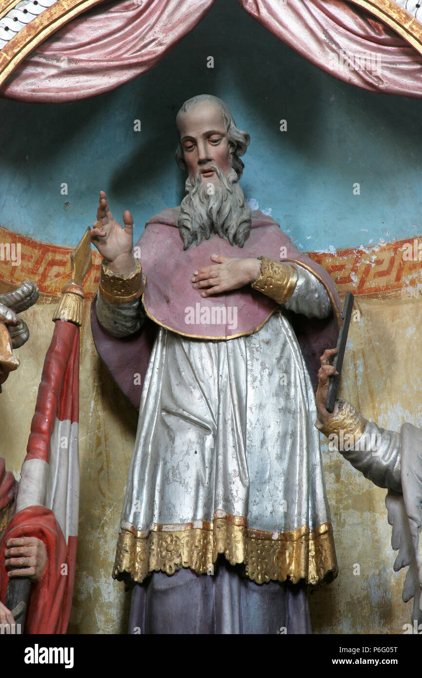 Saint Jerome, statue on the Saint Jerome altar in church of Assumption ...