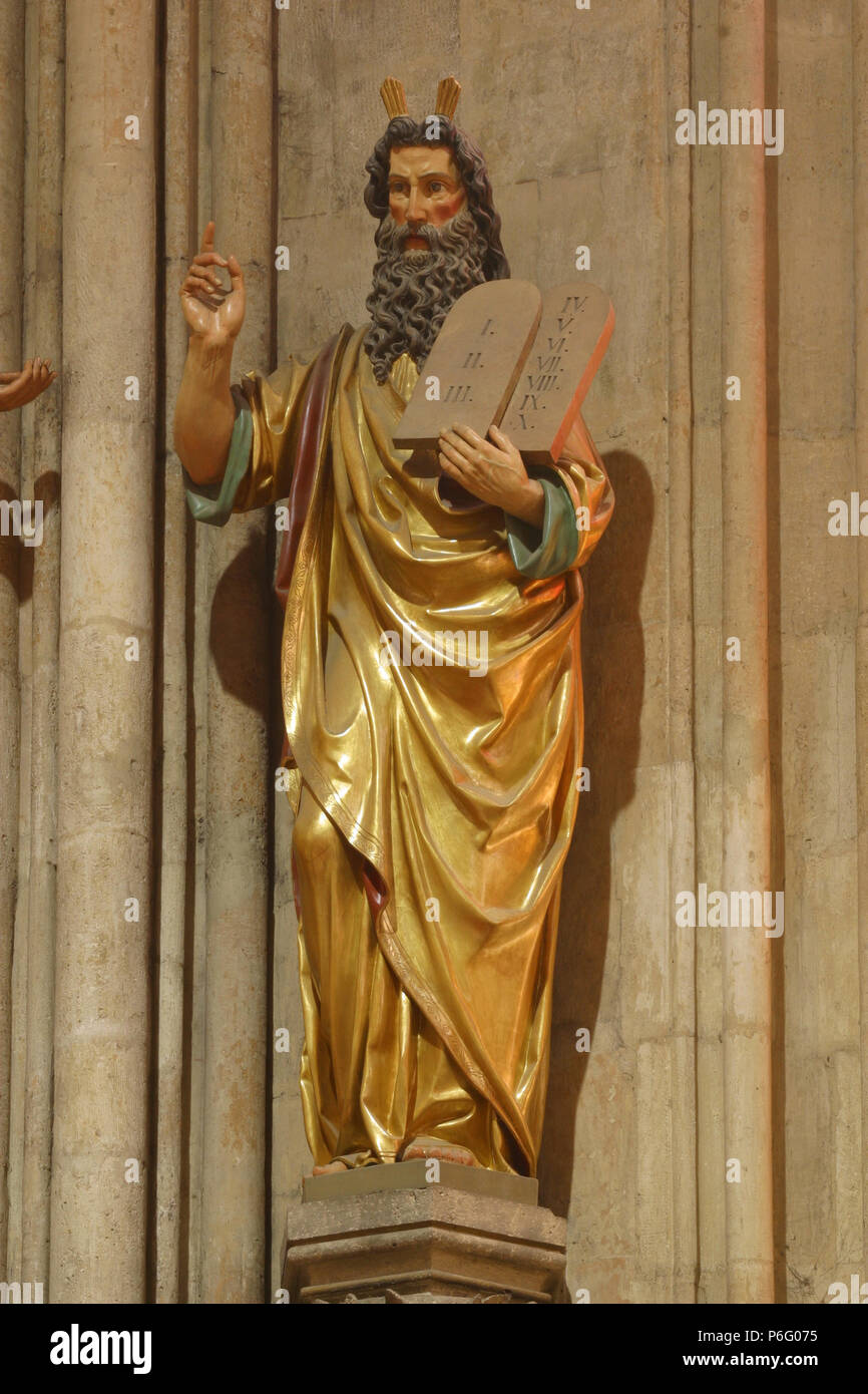 Moses, statue in Zagreb cathedral dedicated to the Assumption of Mary ...