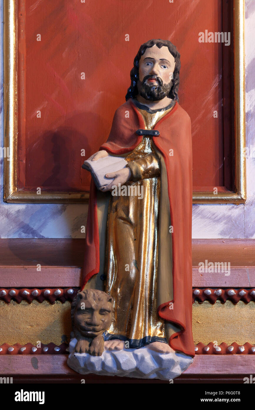 Statue of Saint Mark the Evangelist on the pulpit in Saints Cosmas and ...