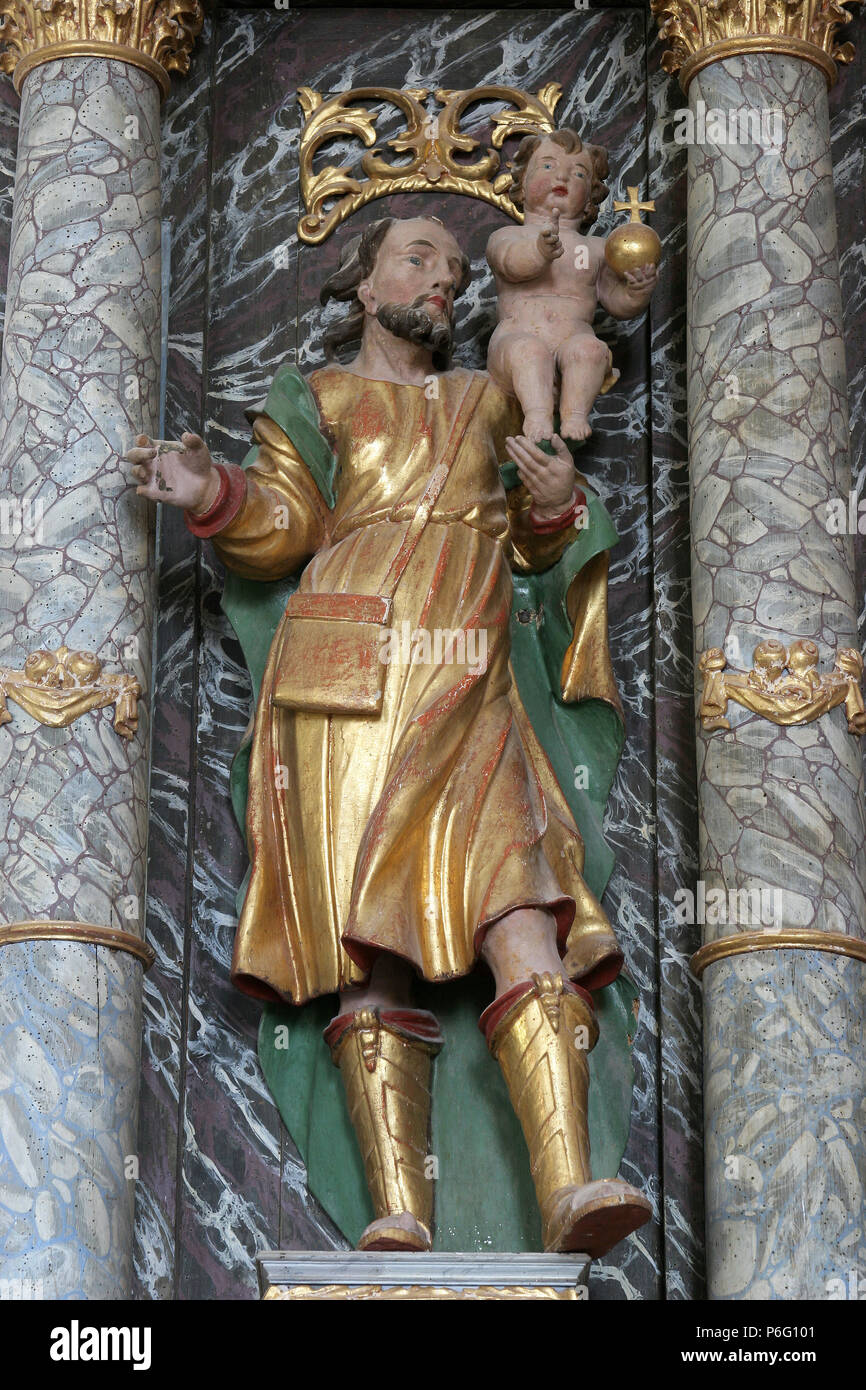 Saint Christopher, statue on the altar of Saint John of Nepomuk in ...