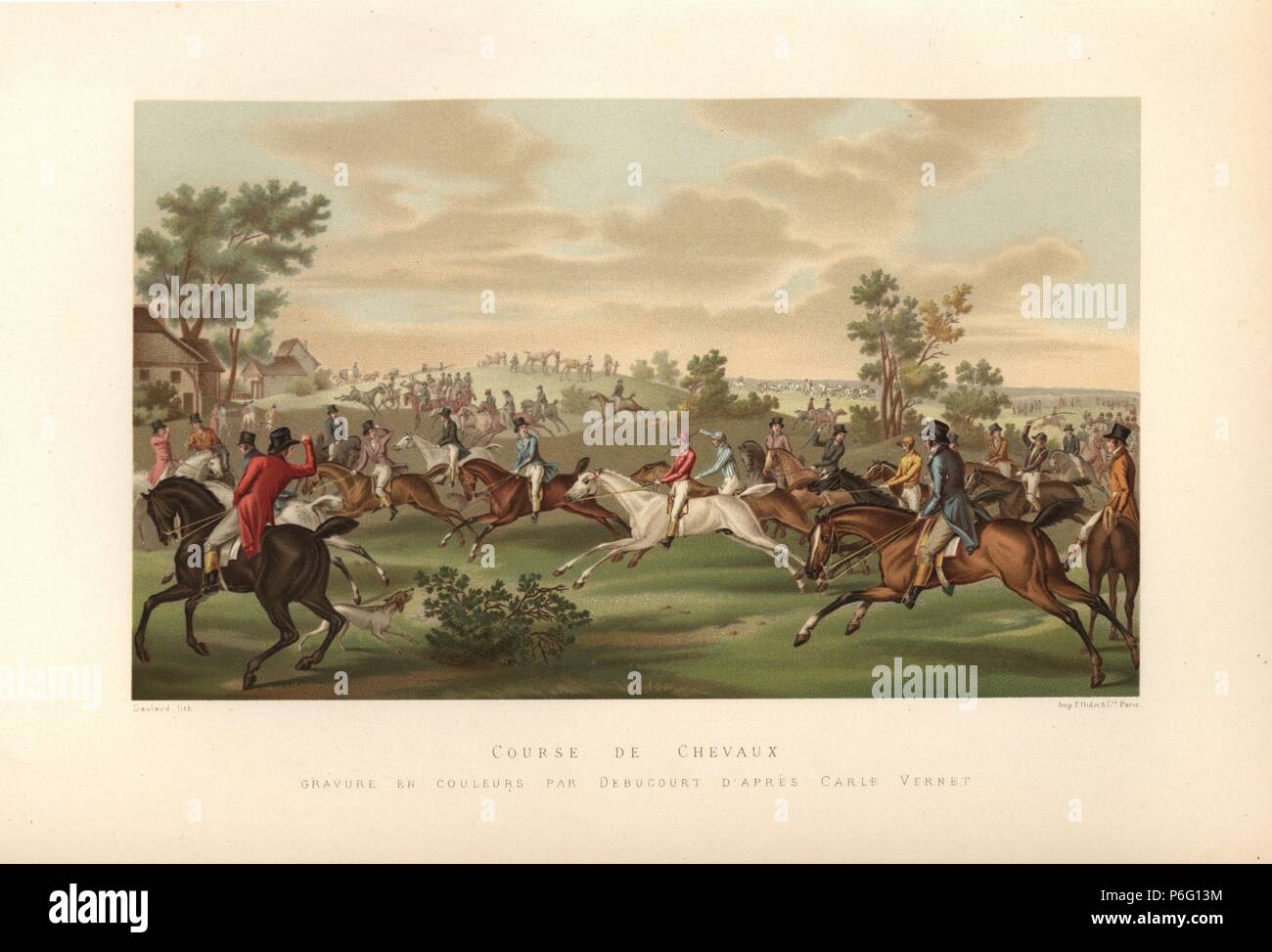 French fox hunt on horseback, circa 1800. Drawn by Carle Vernet ...