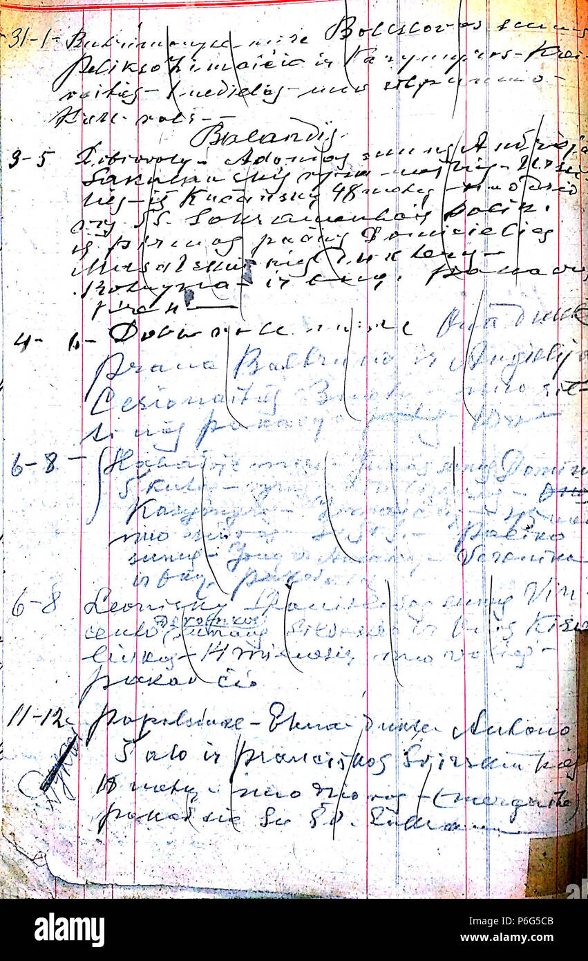 66 Krekenavos RKB 1918-1922 mirties metrikų juodraštis 057 Stock Photo - Alamy