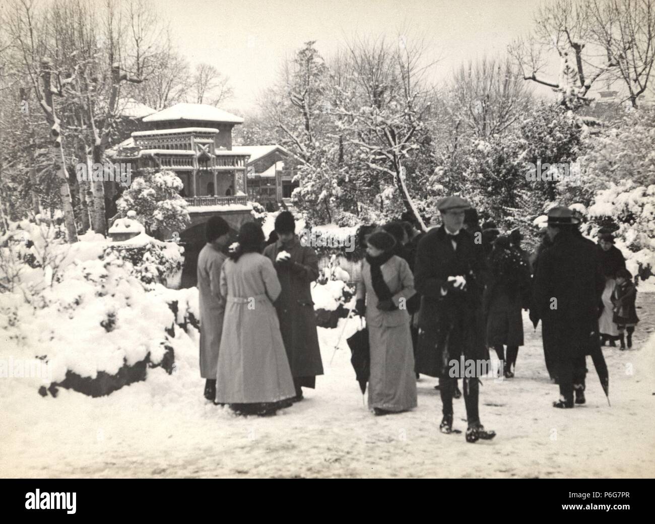 Barcelona. Aspecto del parque de la Ciudadela después de una nevada ...