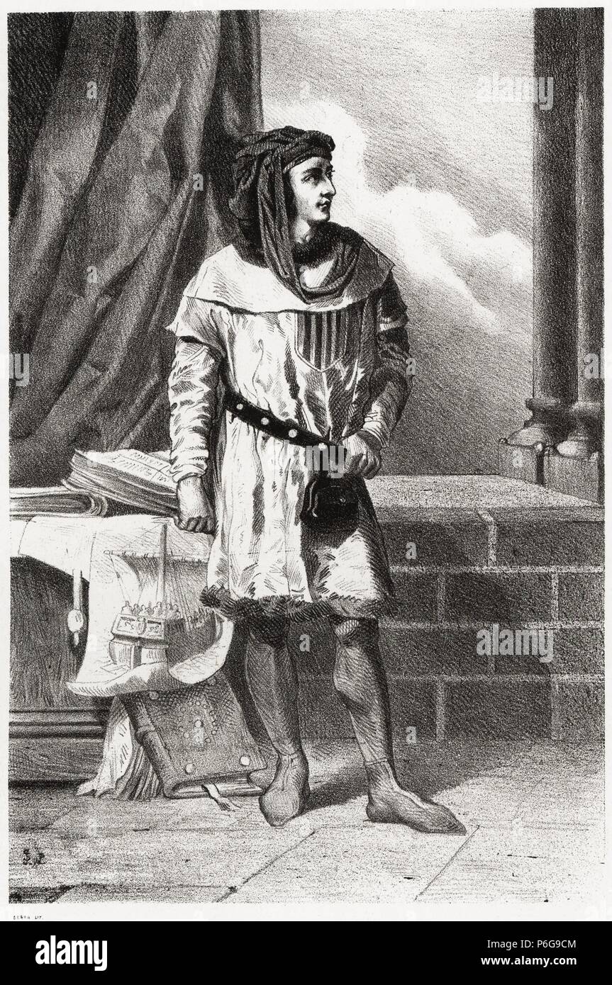 Historia de España. Jaime II de Aragón (1267-1327), el Justo. Grabado ...