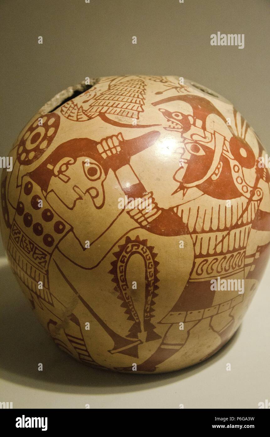 Ceramic vessel, depicting prisoner of war Moche culture 100 AC-800 AC ...