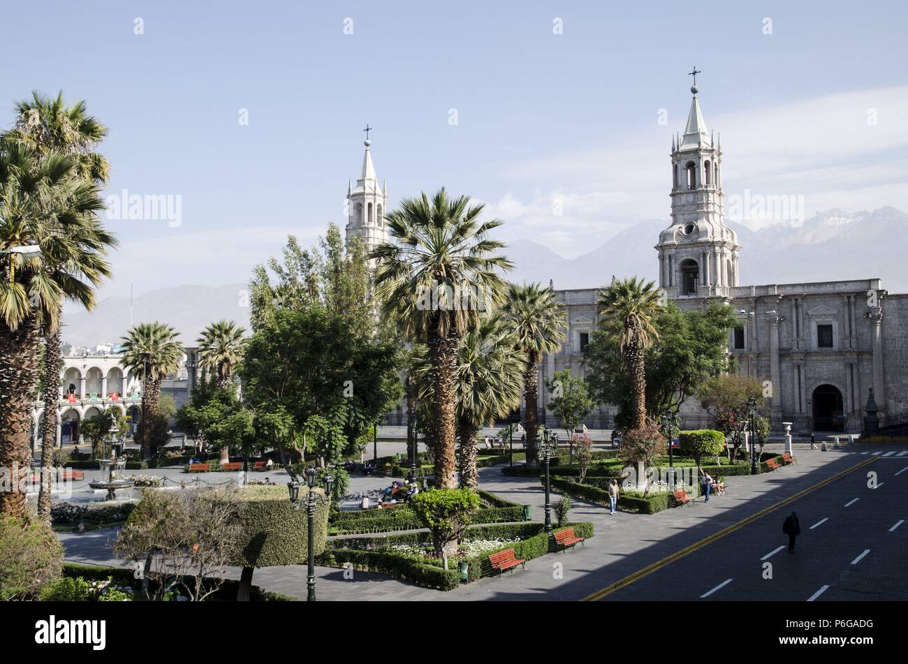 Plaza de Armas of Arequipa city and the Cathedral1844.Arequipa. Peru ...