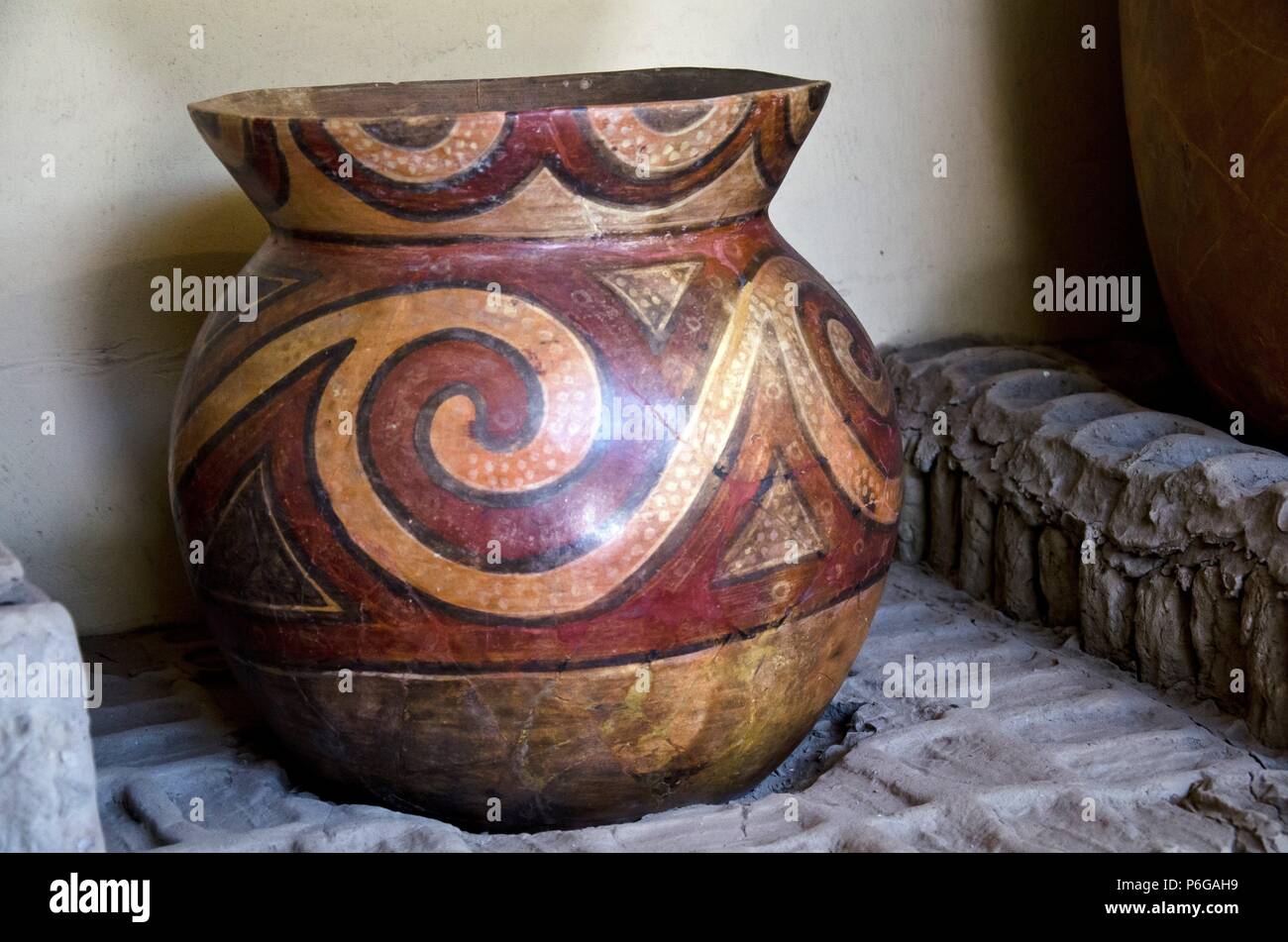 Ceramic pots of culture Lima 200 AD-700 AD.Huaca Pucllana. Miraflores ...