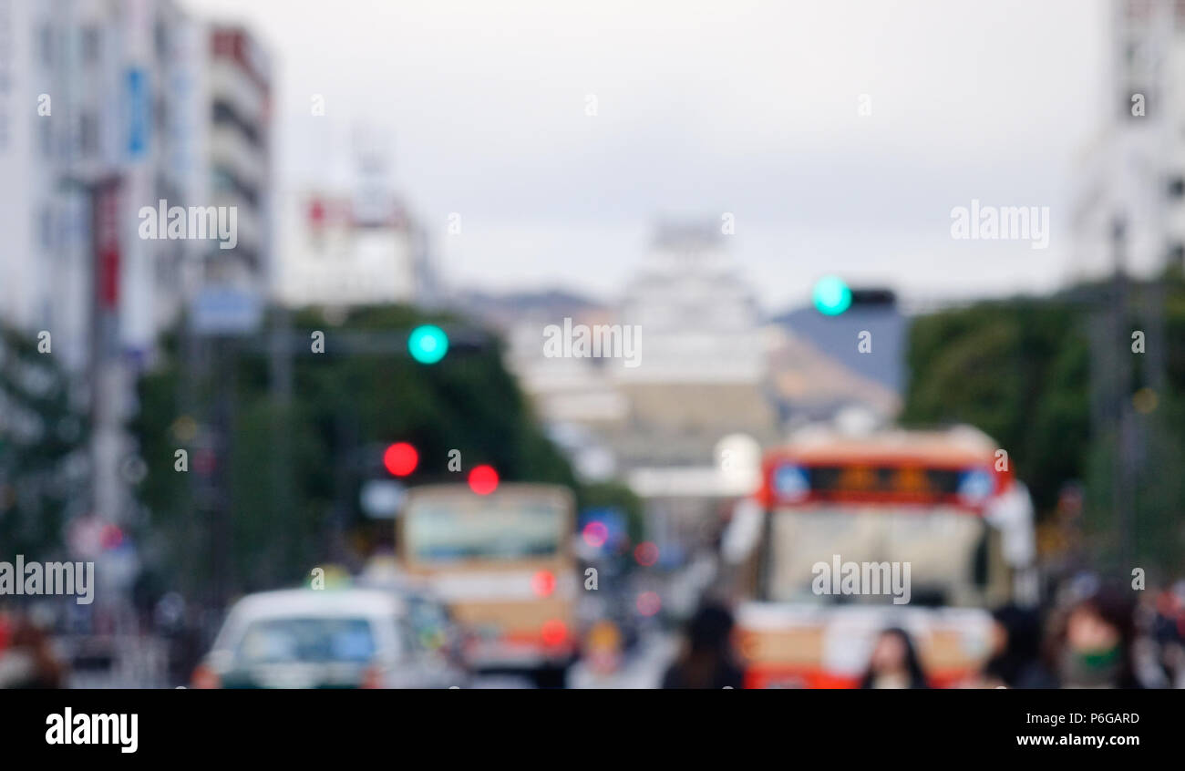 Blurred of main street in Himeji, Japan. Defocus background Stock Photo ...
