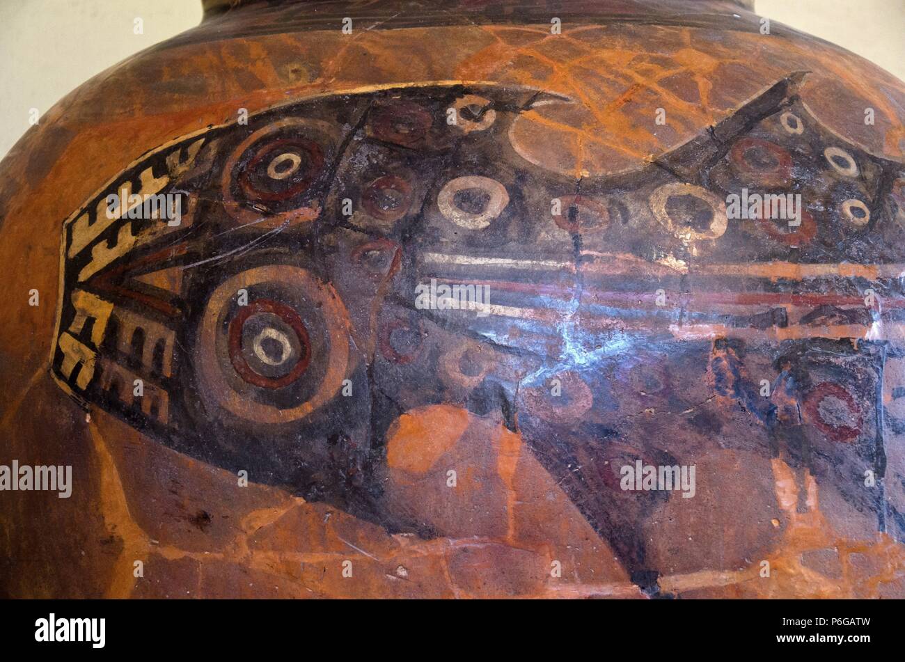 Ceramic pots of culture Lima 200 AD-700 AD.Huaca Pucllana. Miraflores ...
