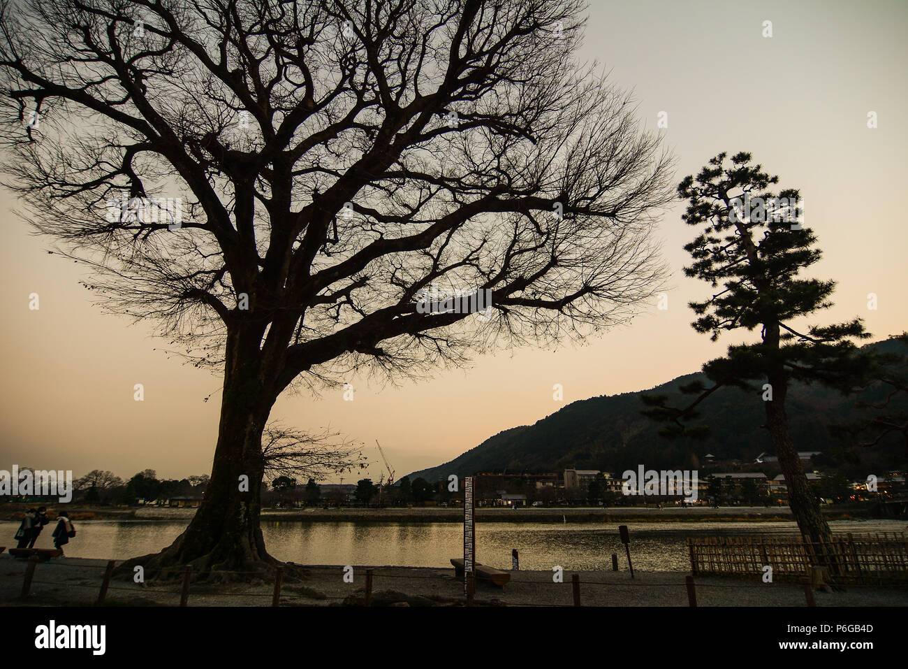 Kyoto, Japan - Dec 25, 2016. People enjoying at riverside park in Kyoto ...