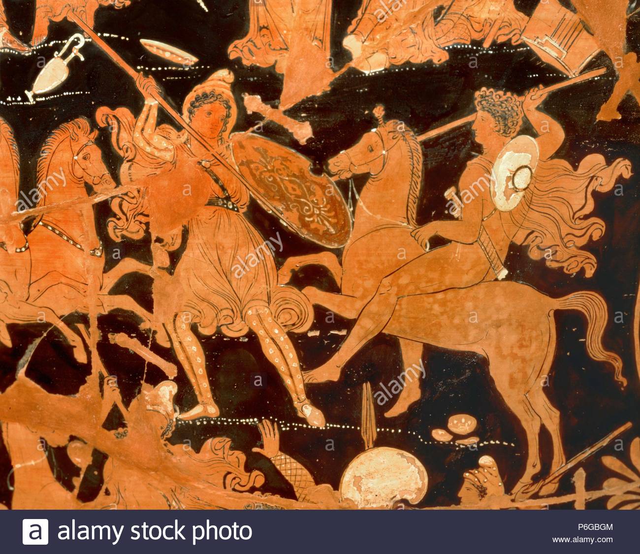 Greek Warrior Fighting Amazons Stock Photos & Greek Warrior Fighting ...
