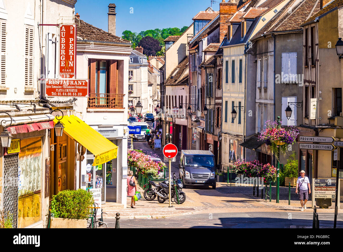 Houses and streets of the lower part of town in Provins, France Stock ...