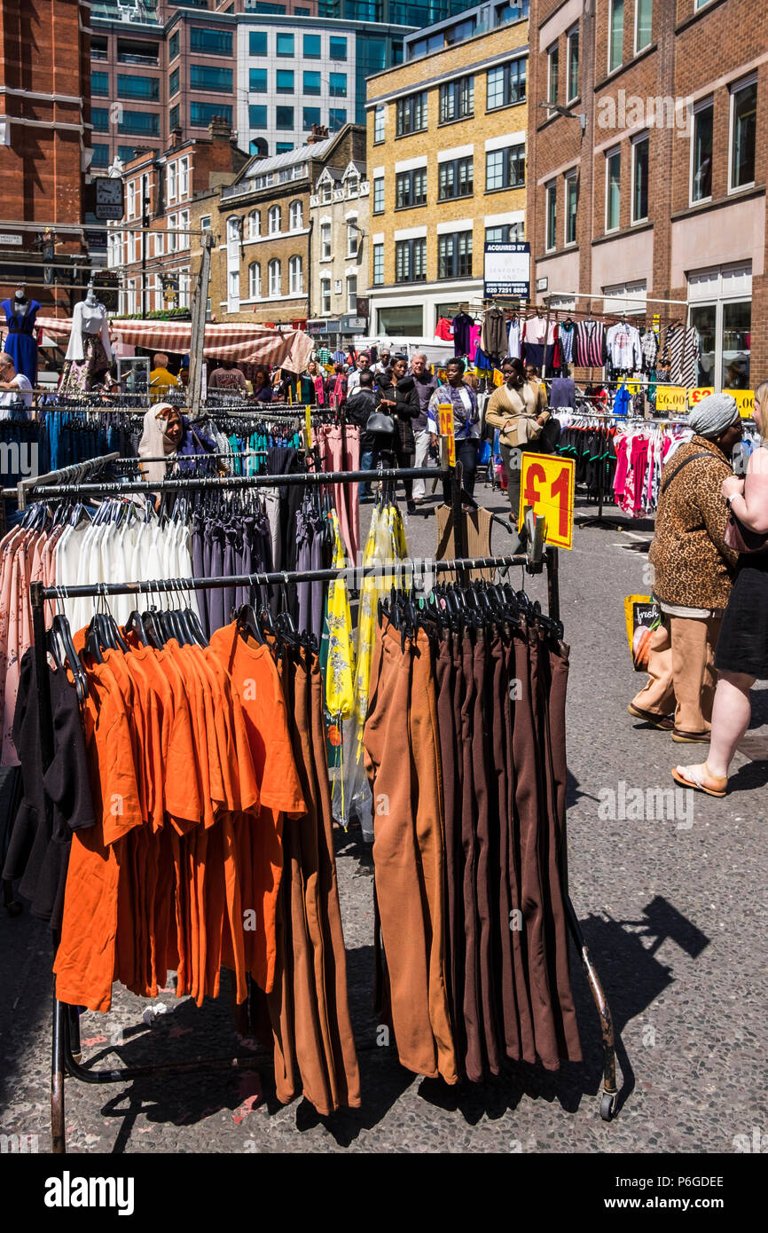 Petticoat Lane market, Middlesex Street, London, England, U.K Stock ...