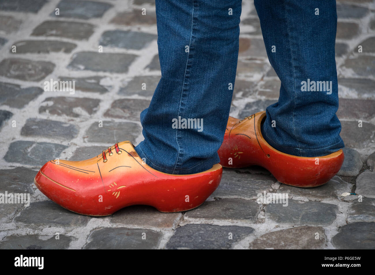 Traditional Dutch clogs being worn at Gouda, Netherlands Stock Photo ...