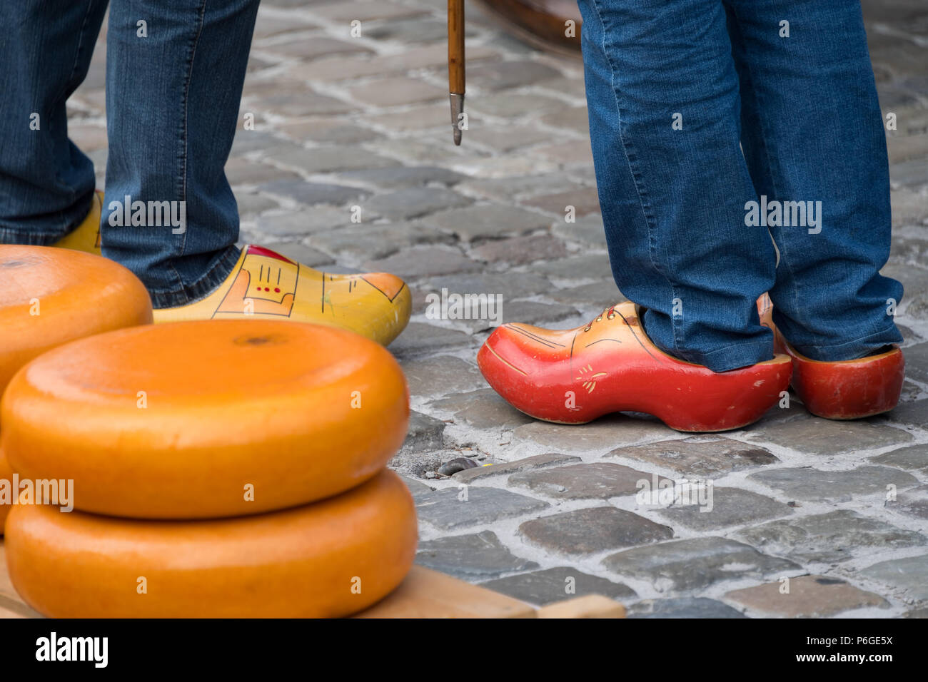 Traditional Dutch clogs being worn at Gouda, Netherlands Stock Photo ...