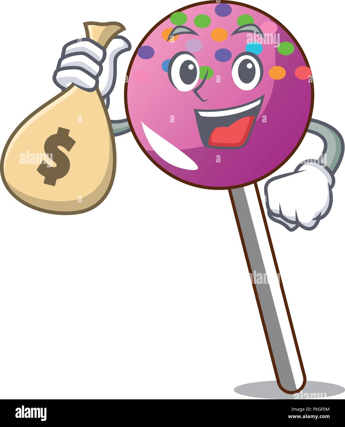 With money bag lollipop with sprinkles character cartoon Stock Vector ...