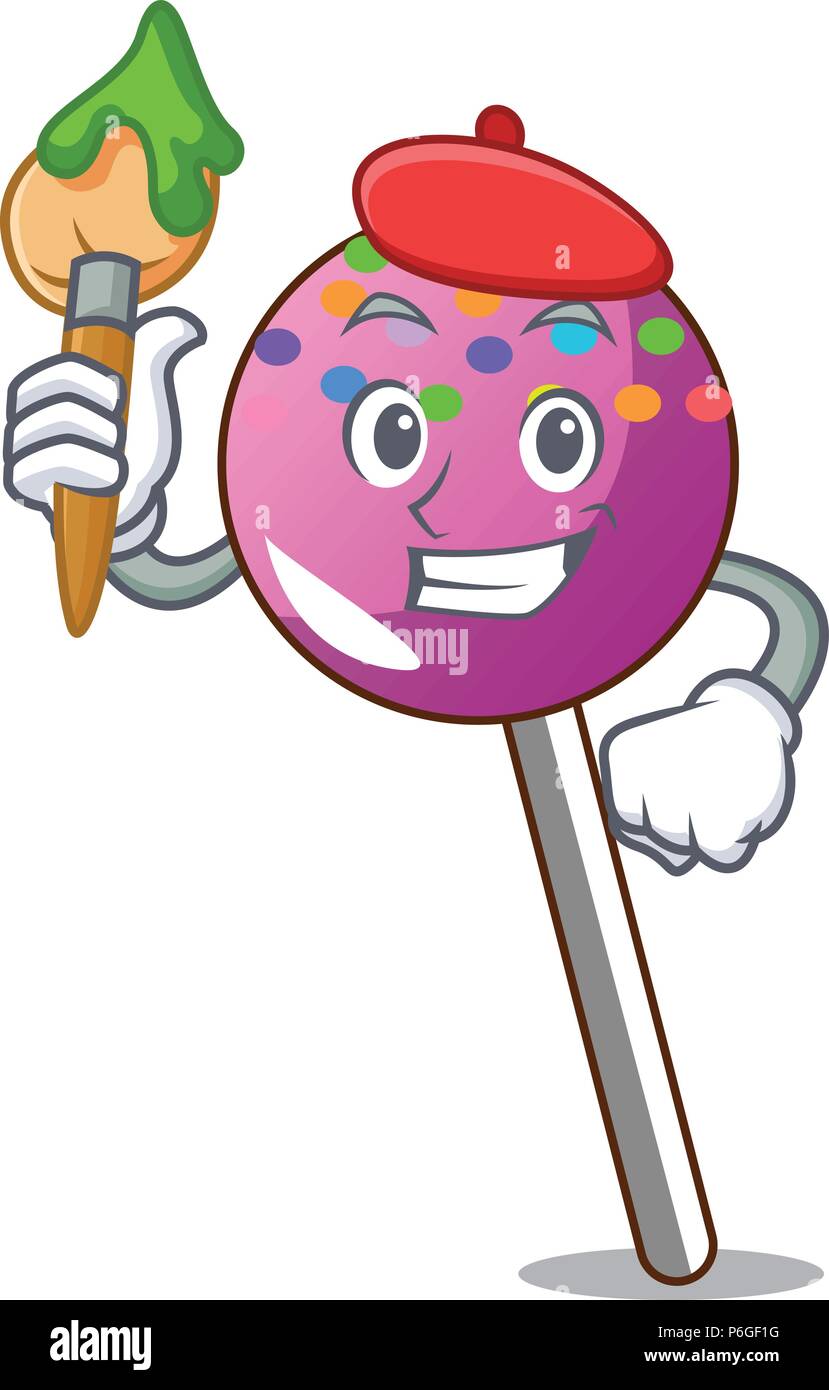 Artist lollipop with sprinkles character cartoon Stock Vector Image ...