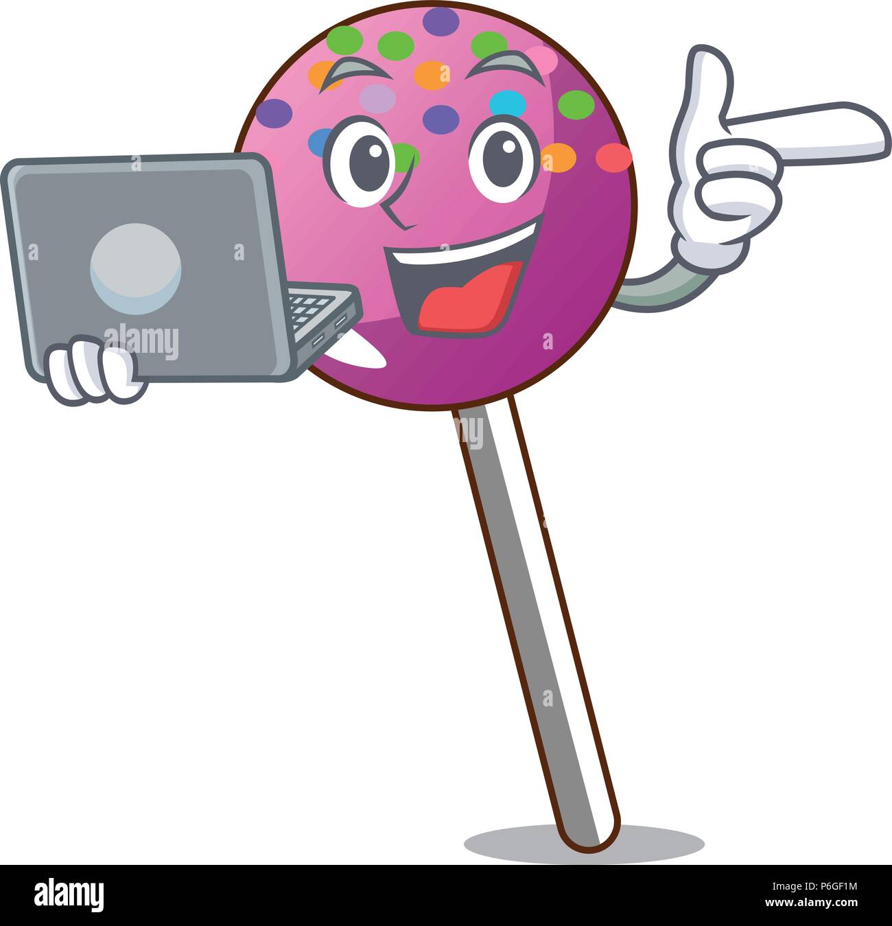 With laptop lollipop with sprinkles character cartoon Stock Vector ...