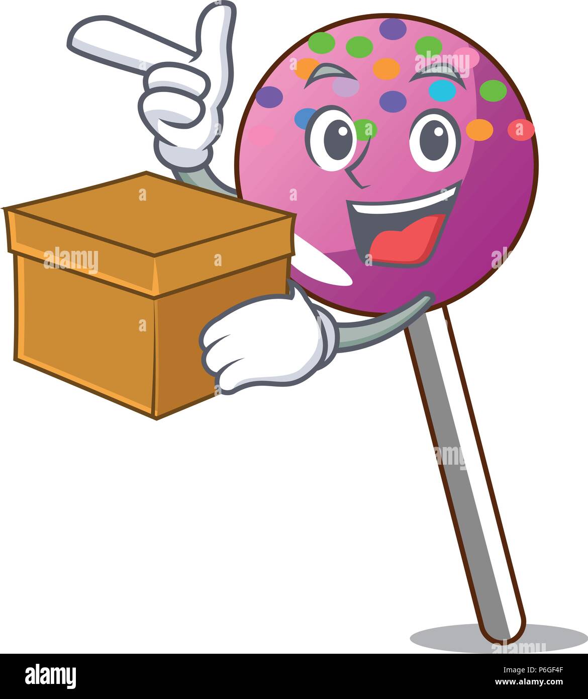 With box lollipop with sprinkles character cartoon Stock Vector Image ...