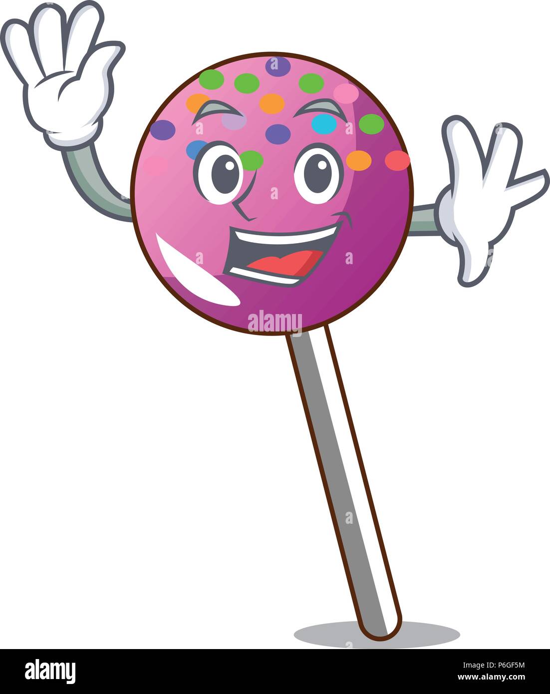 Waving lollipop with sprinkles character cartoon Stock Vector Image ...