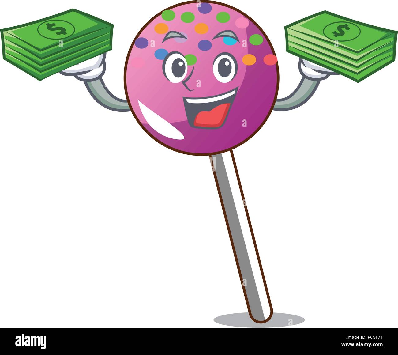 With money bag lollipop with sprinkles mascot cartoon Stock Vector ...