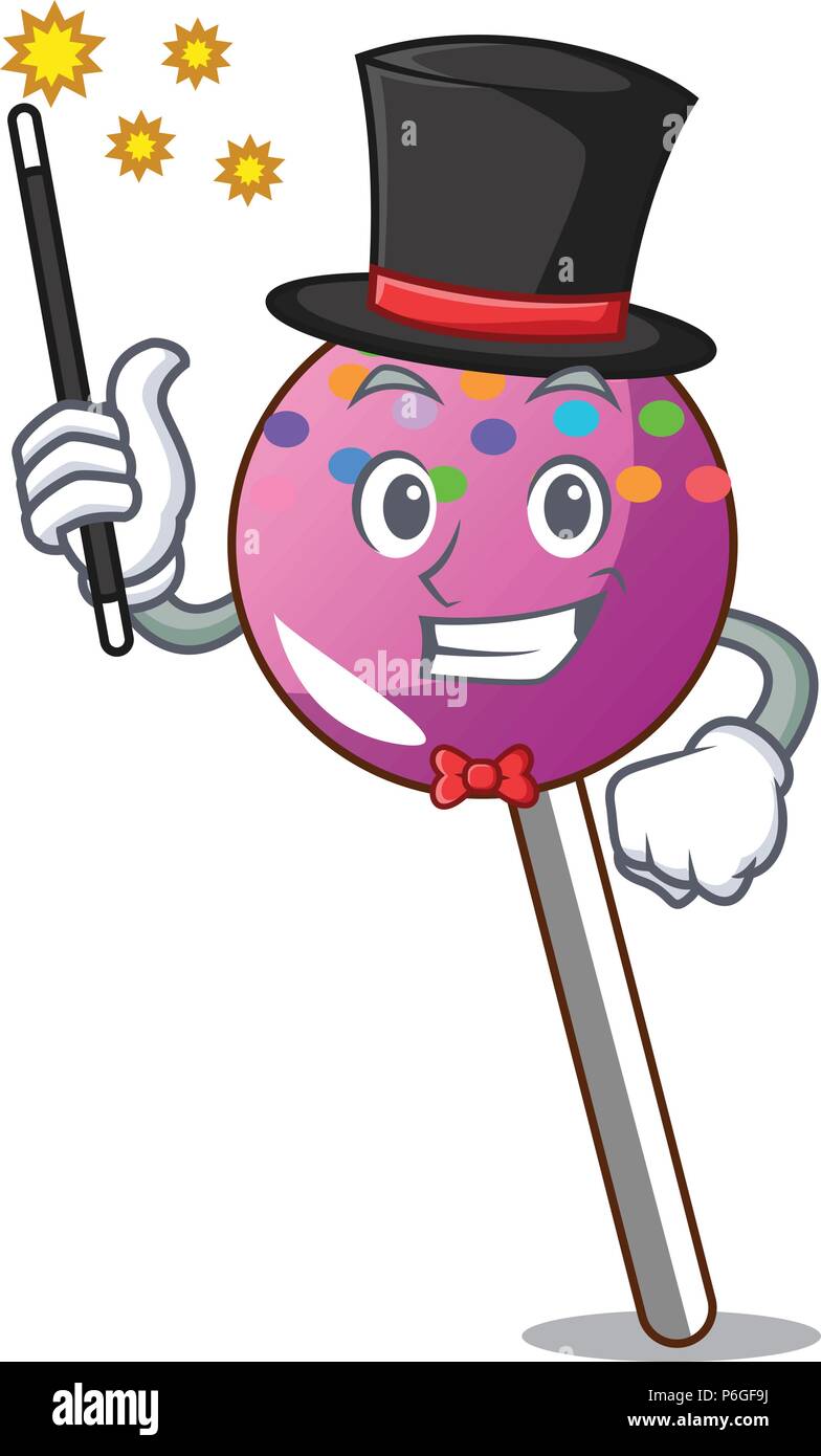 Magician lollipop with sprinkles mascot cartoon Stock Vector Image ...