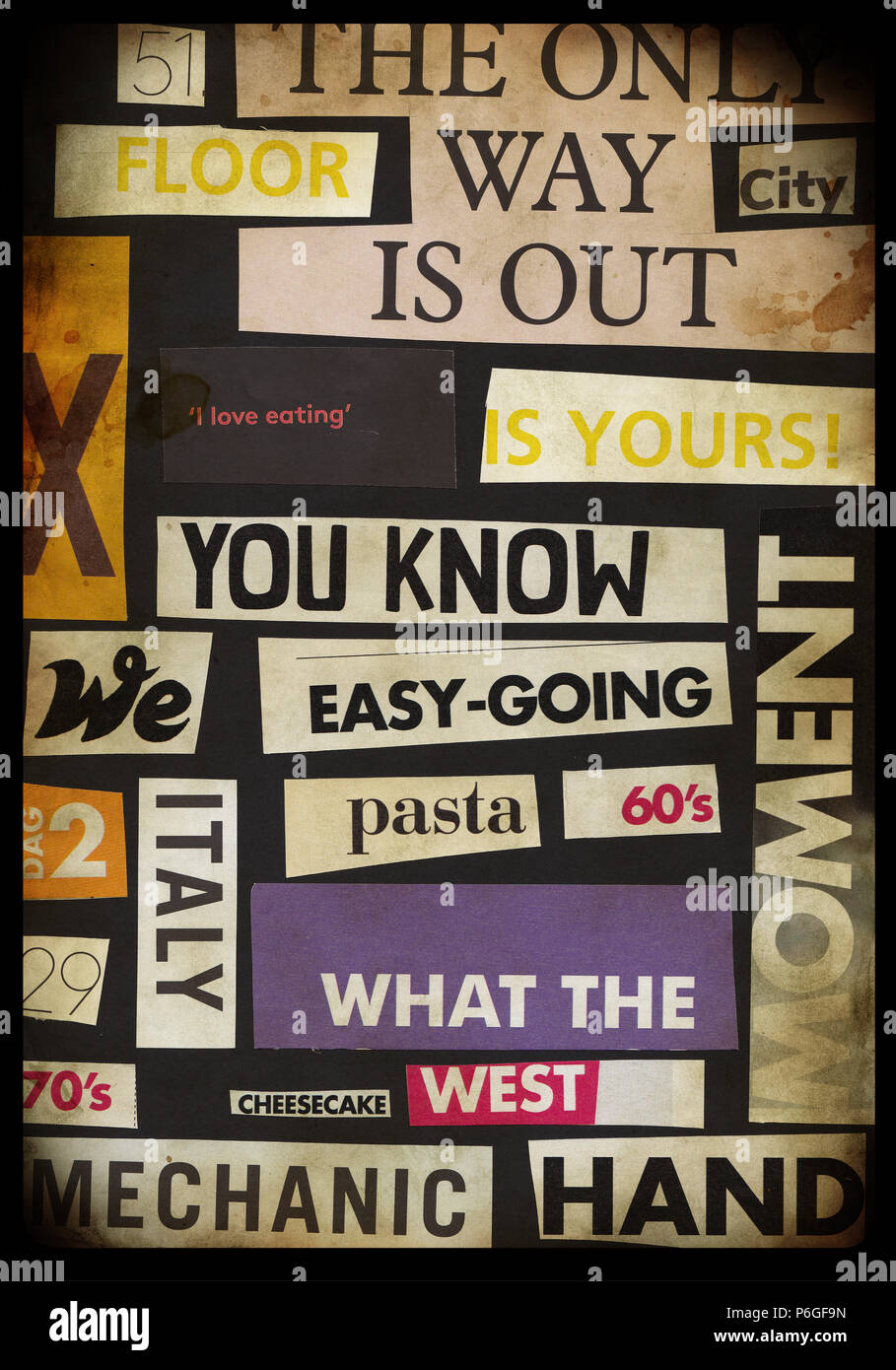 Typography collage photo print Stock Photo - Alamy