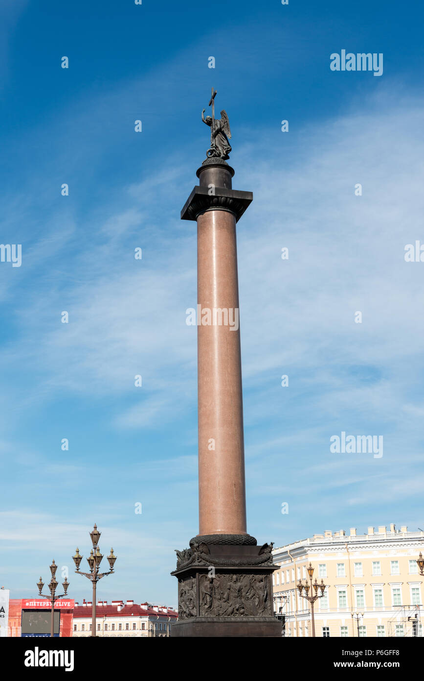 Vertical picture of Alexander Column located in St. Petersburg, Russia ...