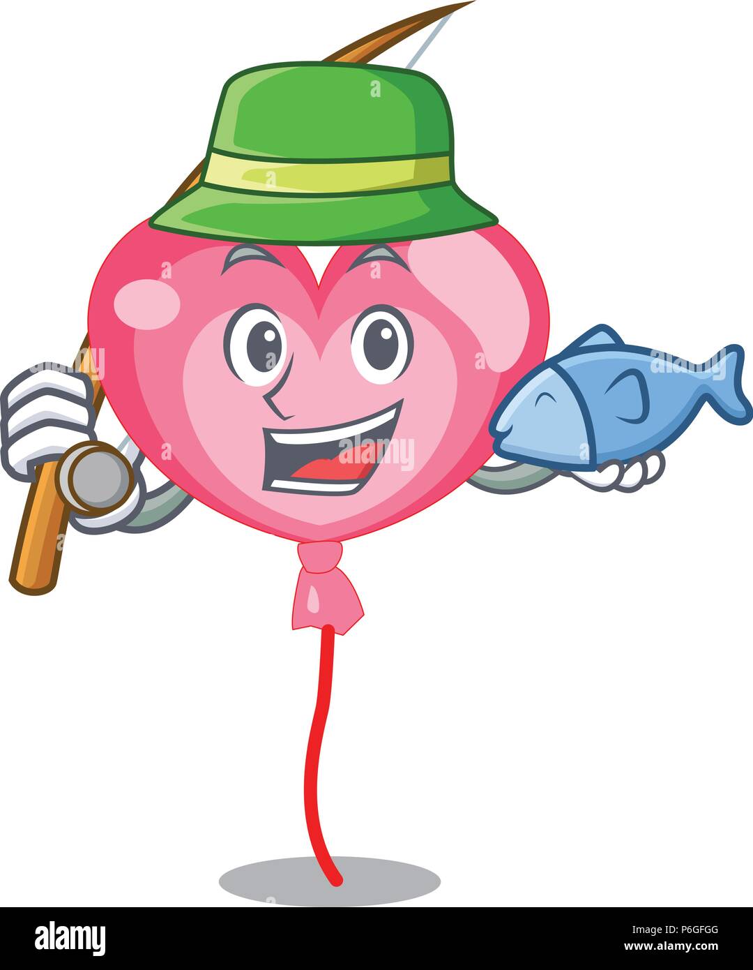 Fishing ballon heart mascot cartoon Stock Vector Image & Art - Alamy
