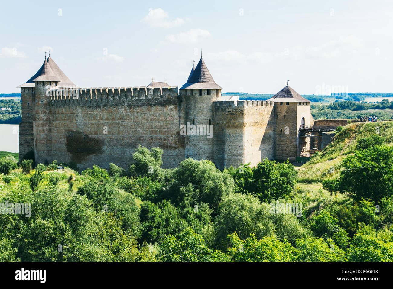 Medieval fortress in the Khotyn town West Ukraine. The castle is the ...