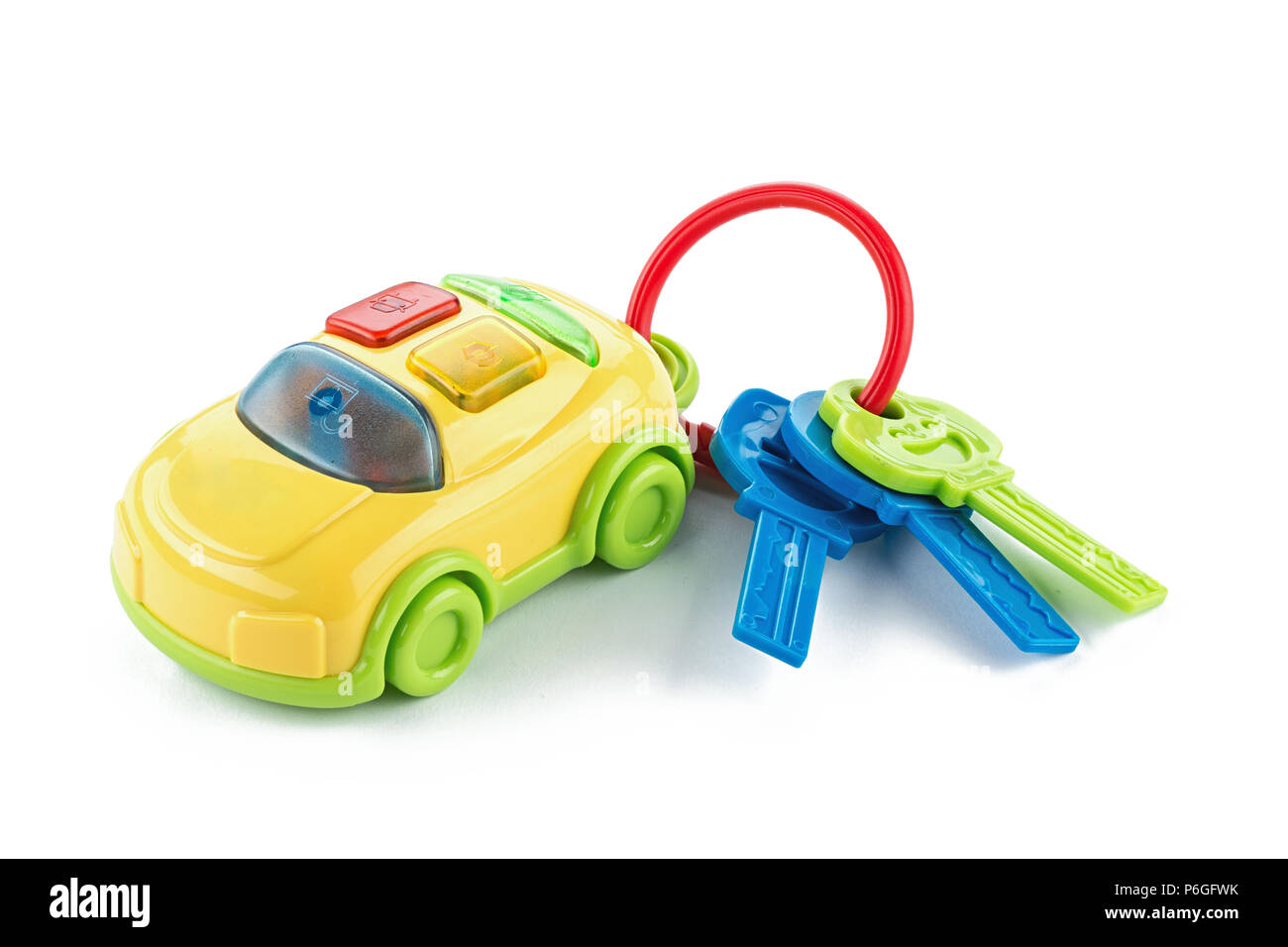 toy car and keys, isolated, on white background, place for text Stock ...