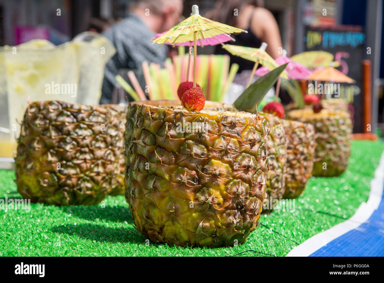 Fresh Tropical Pina Colada cocktail served in a pineapple - Summer Food ...