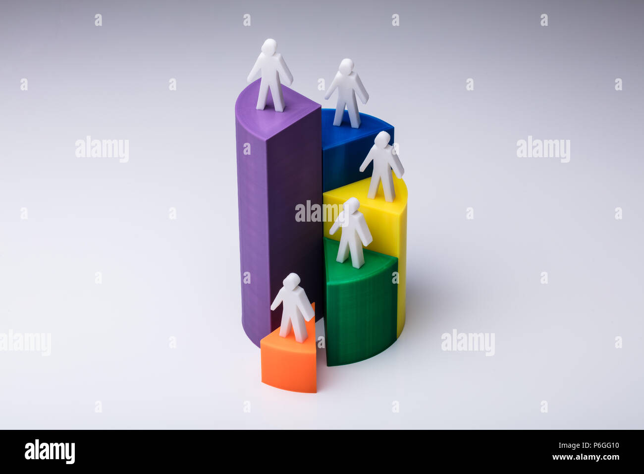 Human Figures Standing On 3D Pie Chart On White Background Stock Photo ...