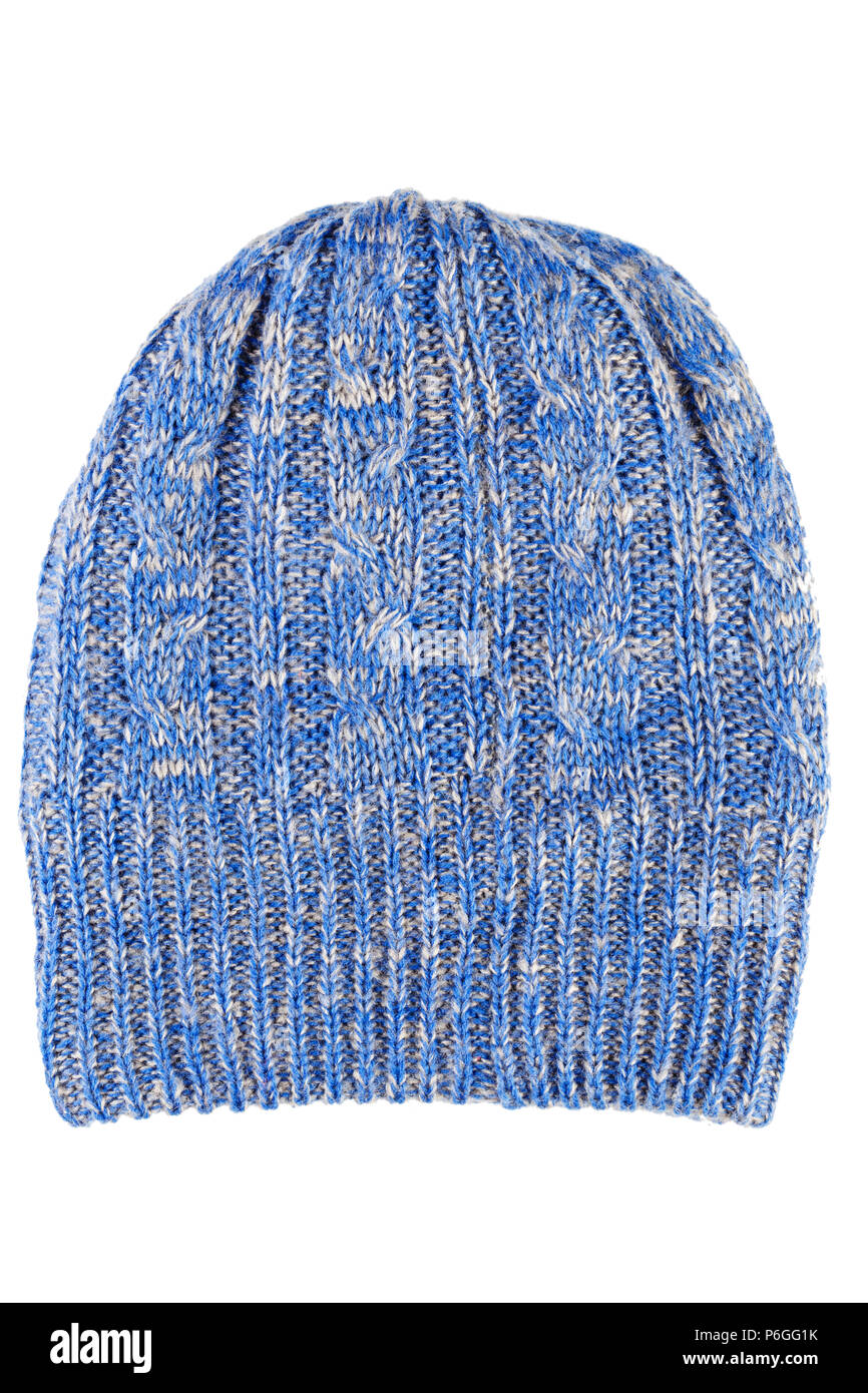 blue men's knitted cap isolated on white background Stock Photo - Alamy