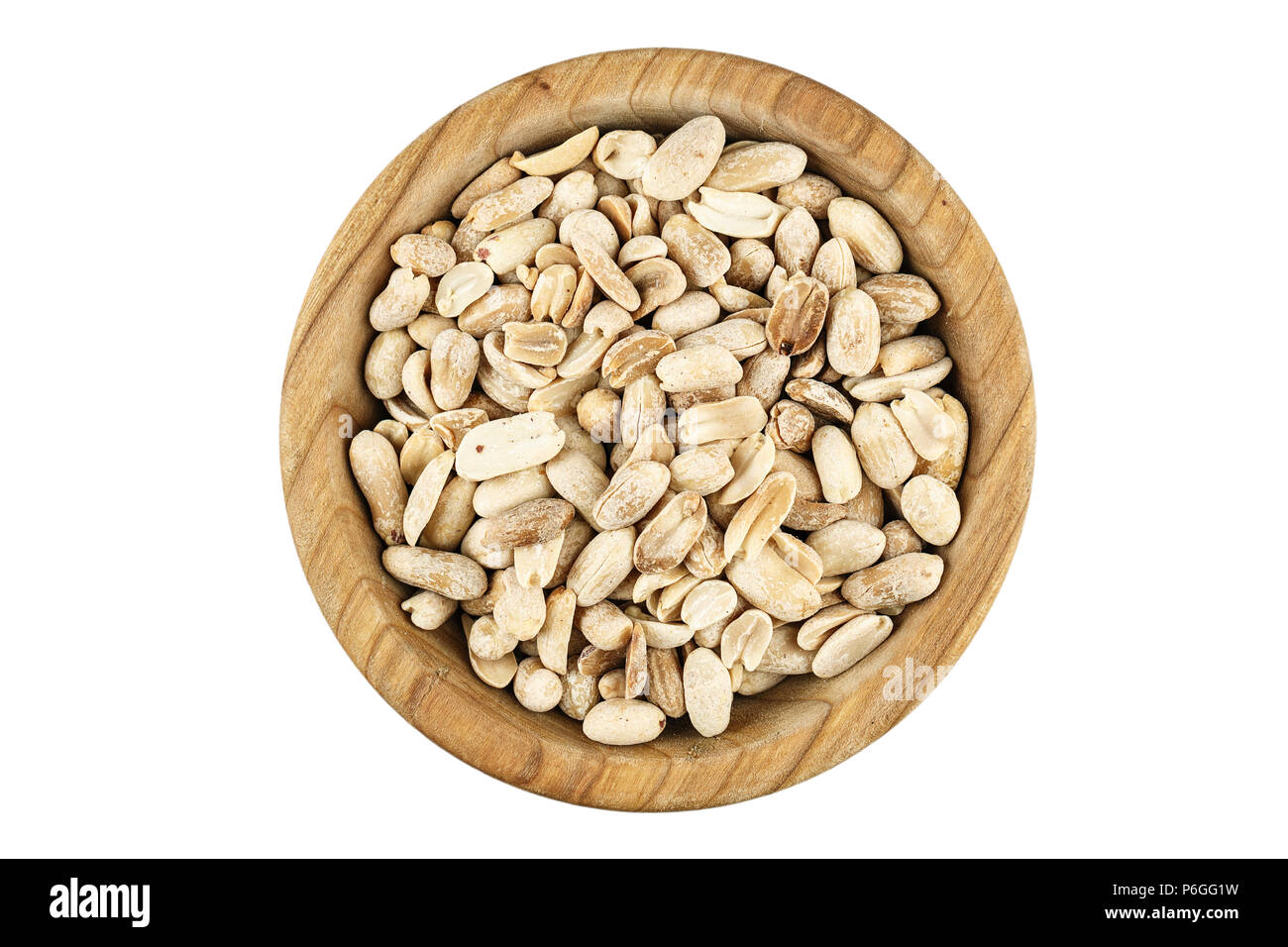 Peeled peanuts in a plate, isolated, on white background, place for ...